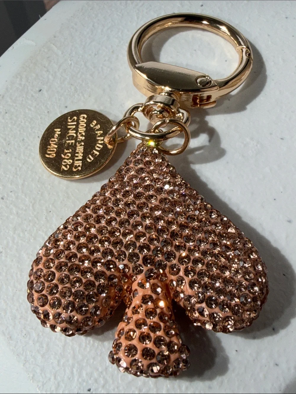 Accessories | Spade Stamped Keychainbag Charm Pink Rhinestonesgold Meta ...